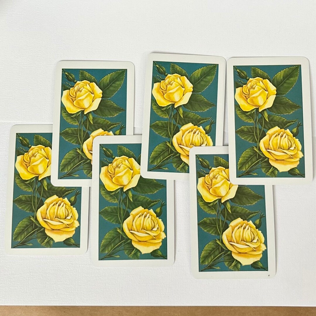 6 Vintage Yellow Rose Playing Cards Ephemera Craft Supply - Etsy