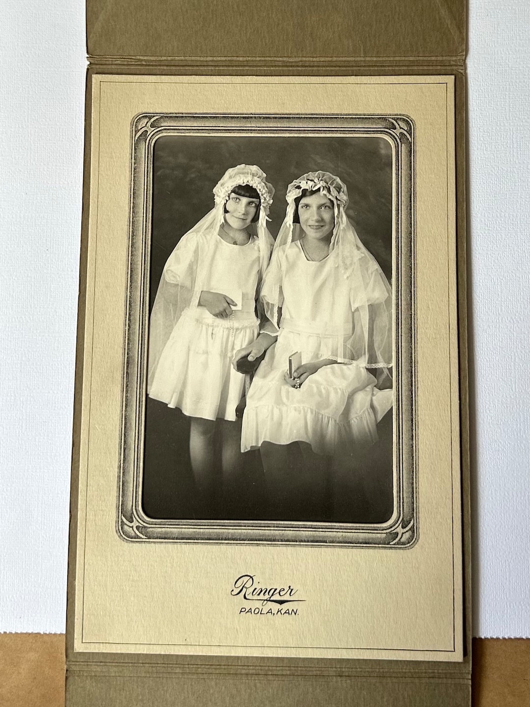 Girls First Communion Vintage Cabinet Card | 8.5" X 5.5" Card - Etsy