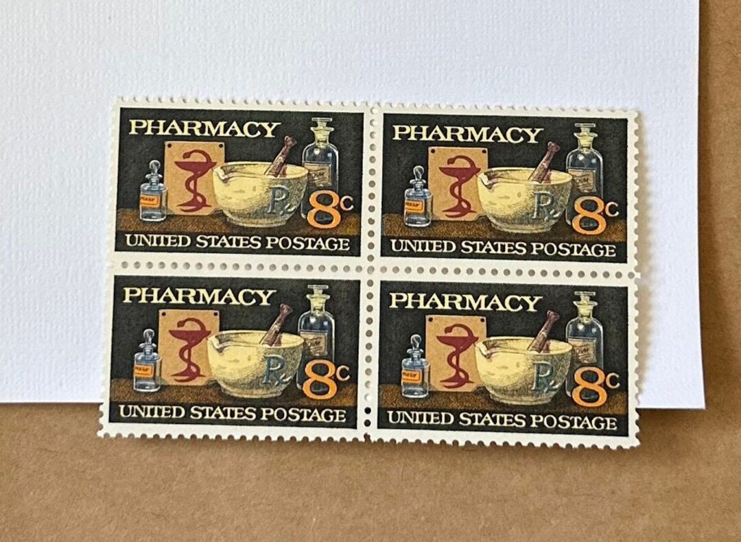 8c Pharmacy 1972 US Postage Stamps | 8 Cent Stamps Set of 4 - Etsy