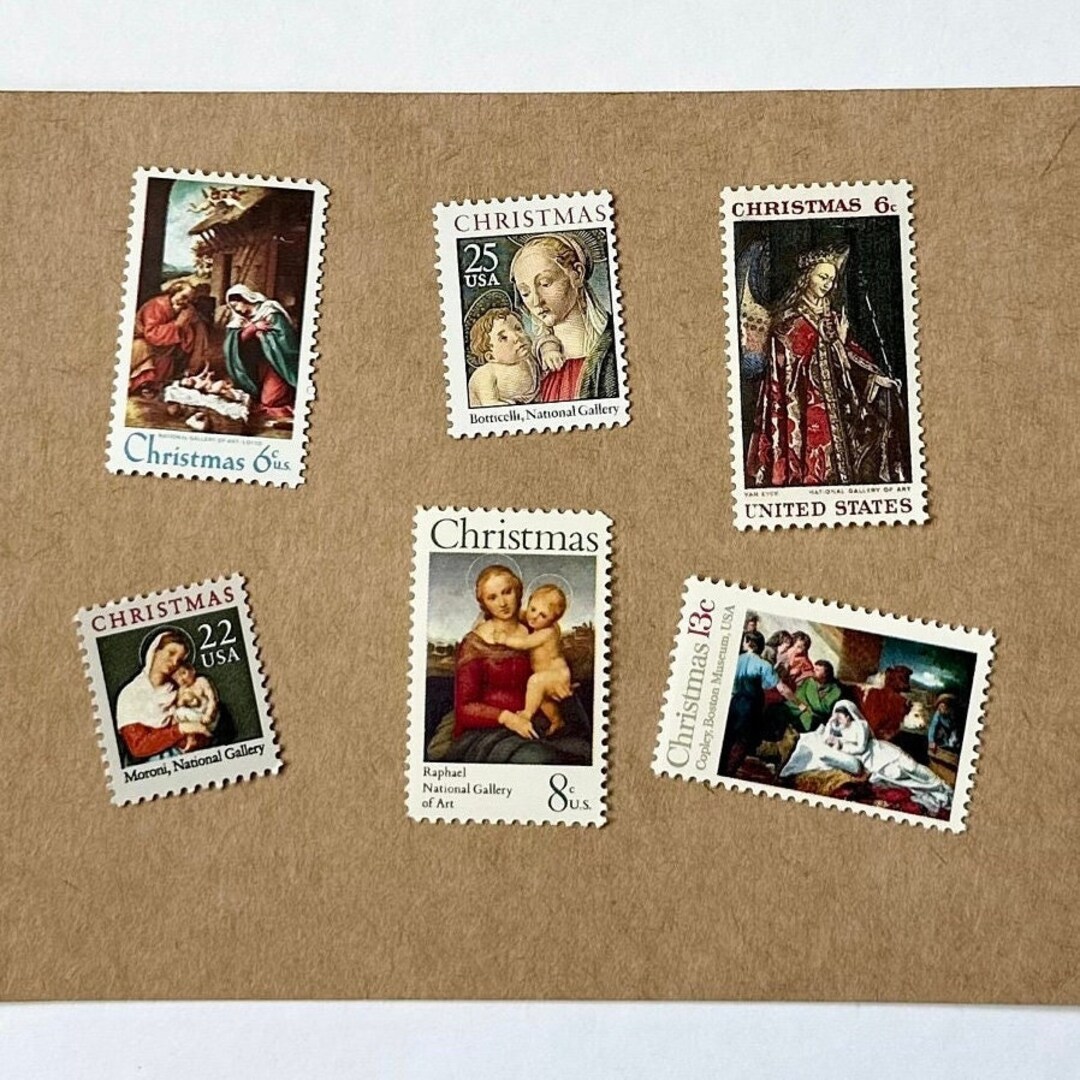 6 Vintage Christmas US Postage Stamps | Art Gallery Images Religious ...