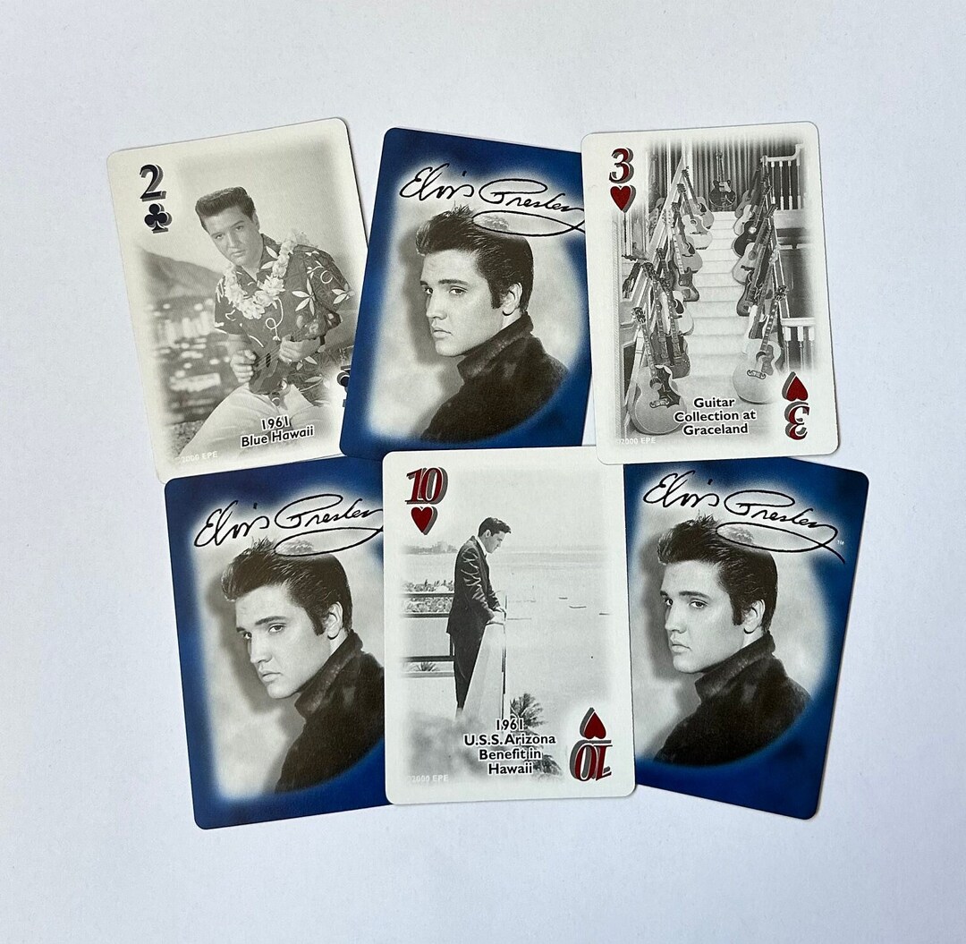 Elvis Presley Playing Cards | Ephemera | Craft Supply | Vintage | Black ...