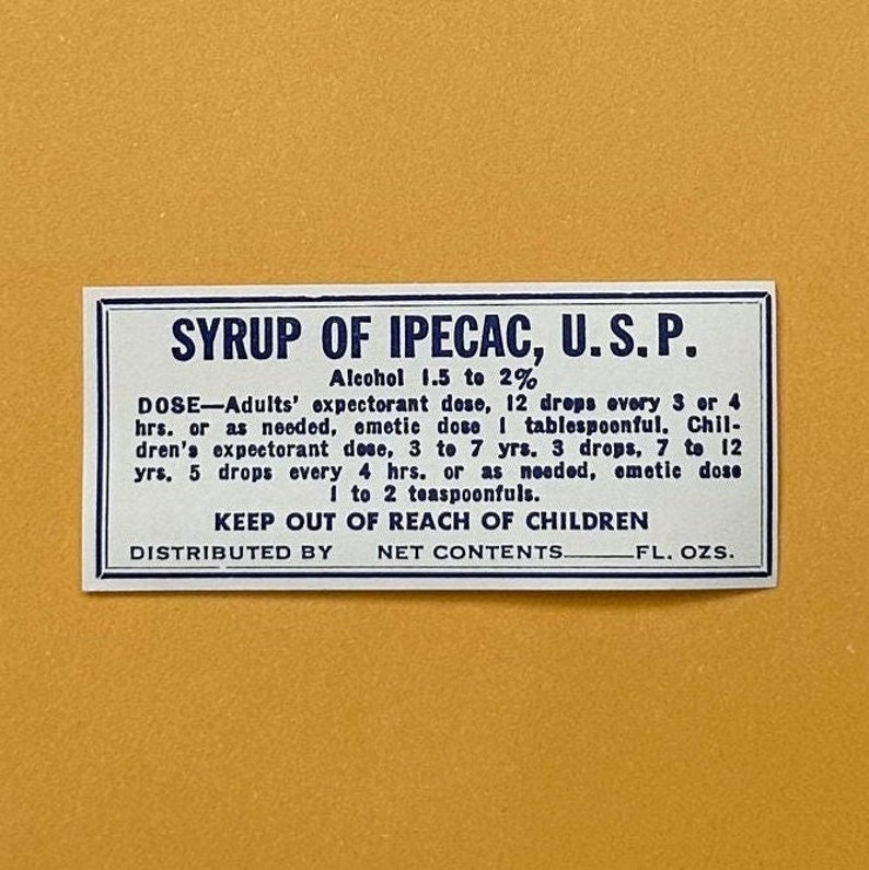 Vintage Pharmacy Label Syrup of Ipecac Label From the 1930s 1940s - Etsy