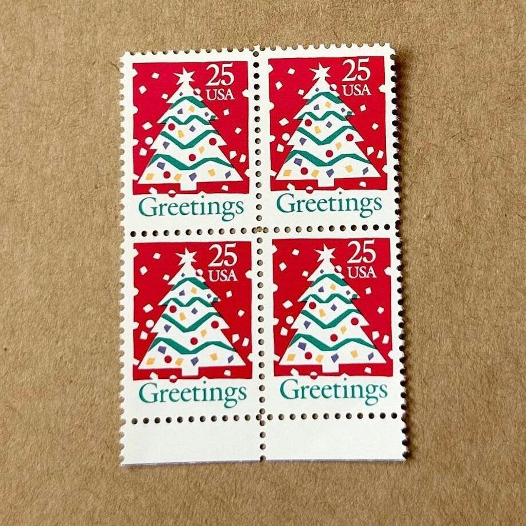 25c Christmas Tree Greetings 1995 US Postage Stamps | 25 Cent Stamp Set ...