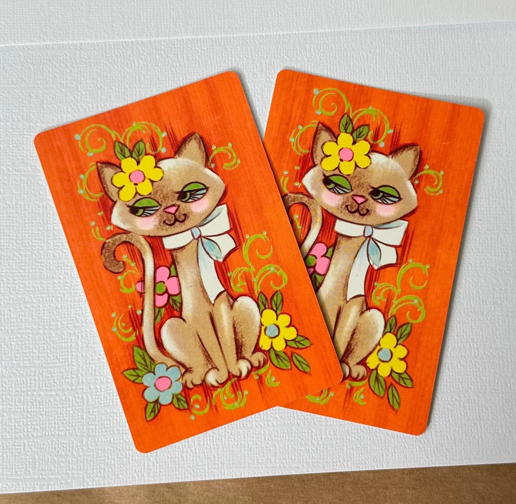 Vintage Cat Playing Cards Ephemera Craft Supply - Etsy