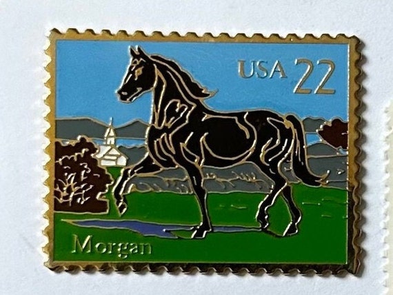 1985 Morgan Horse 22c Stamp Pin - Gem