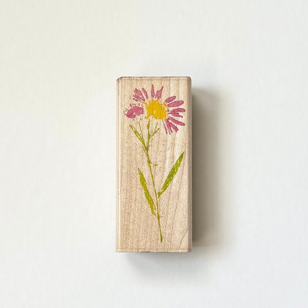 Daisy Flower Rubber Stamp Vintage Rubber Stamped Wood Block ...