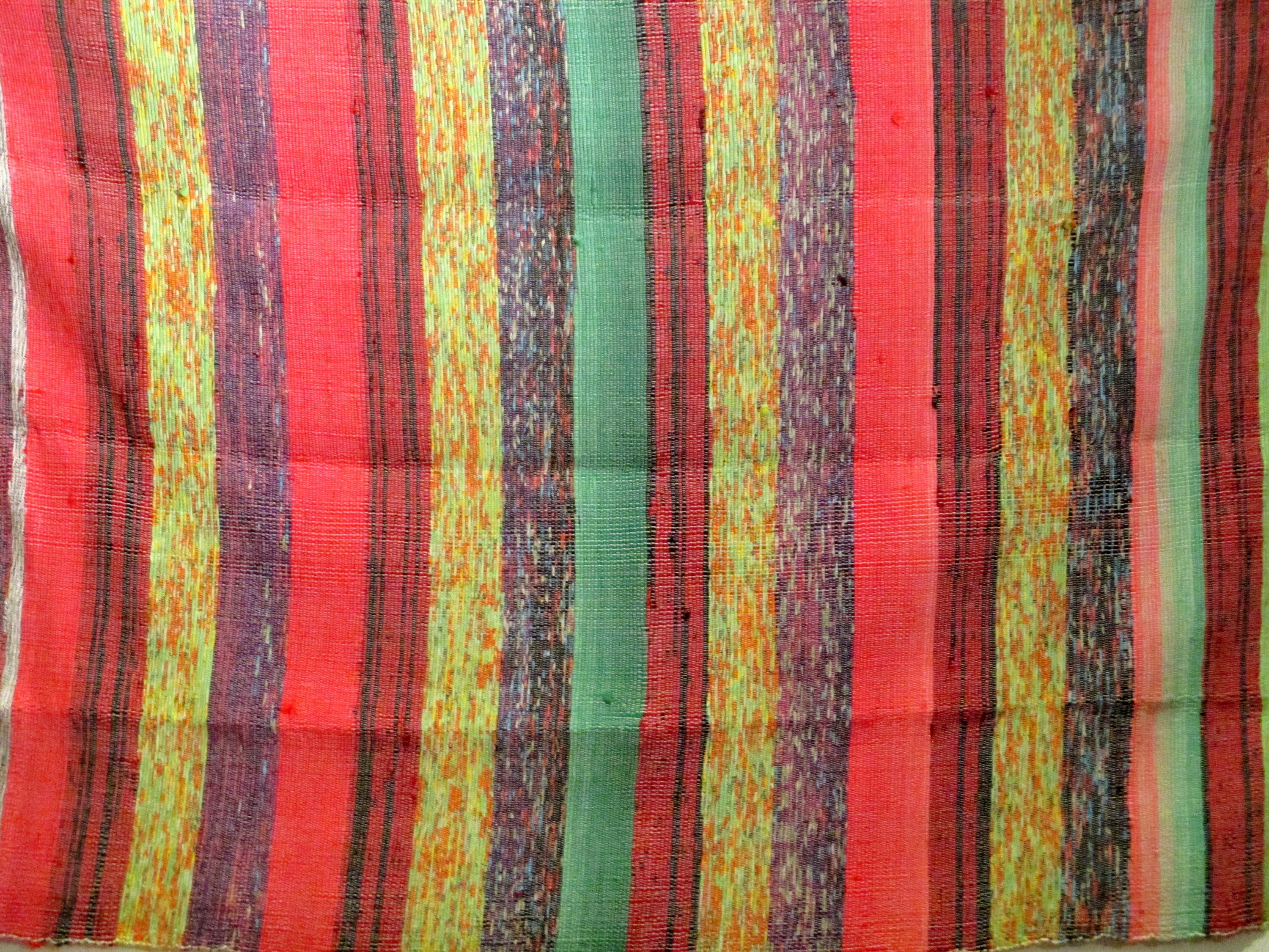 Large Recycled Boho Rug / Chindi Saree Rug Multicolor Upcycled Material ...