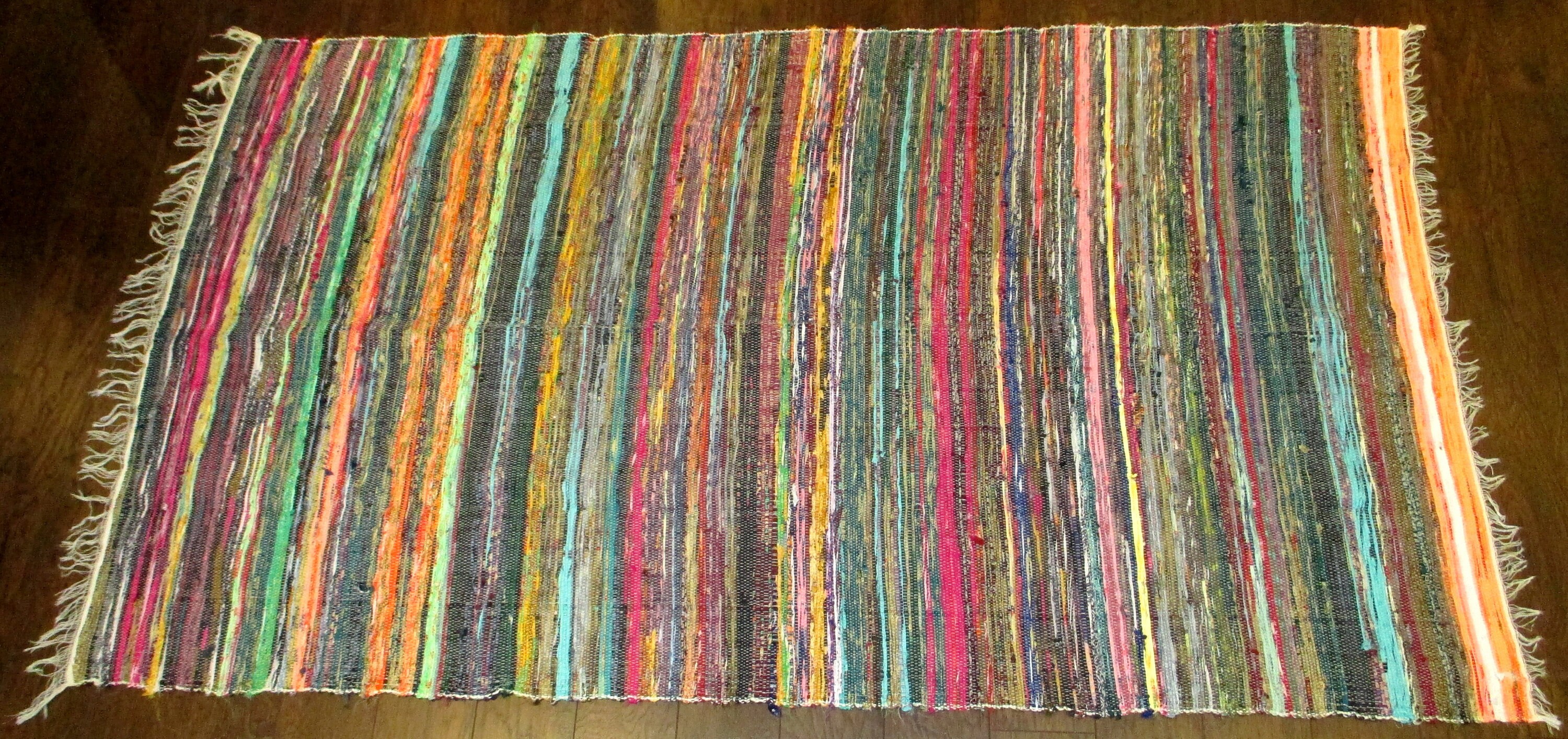 Large Recycled Boho Rug / Chindi Saree Rug Multicolor Upcycled Material ...