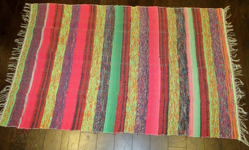 Large Recycled Boho Rug / Chindi Saree Rug Multicolor Upcycled Material ...