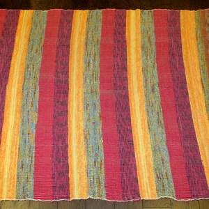 Large Recycled Boho Rug / Chindi Saree Rug Multicolor Upcycled Material ...