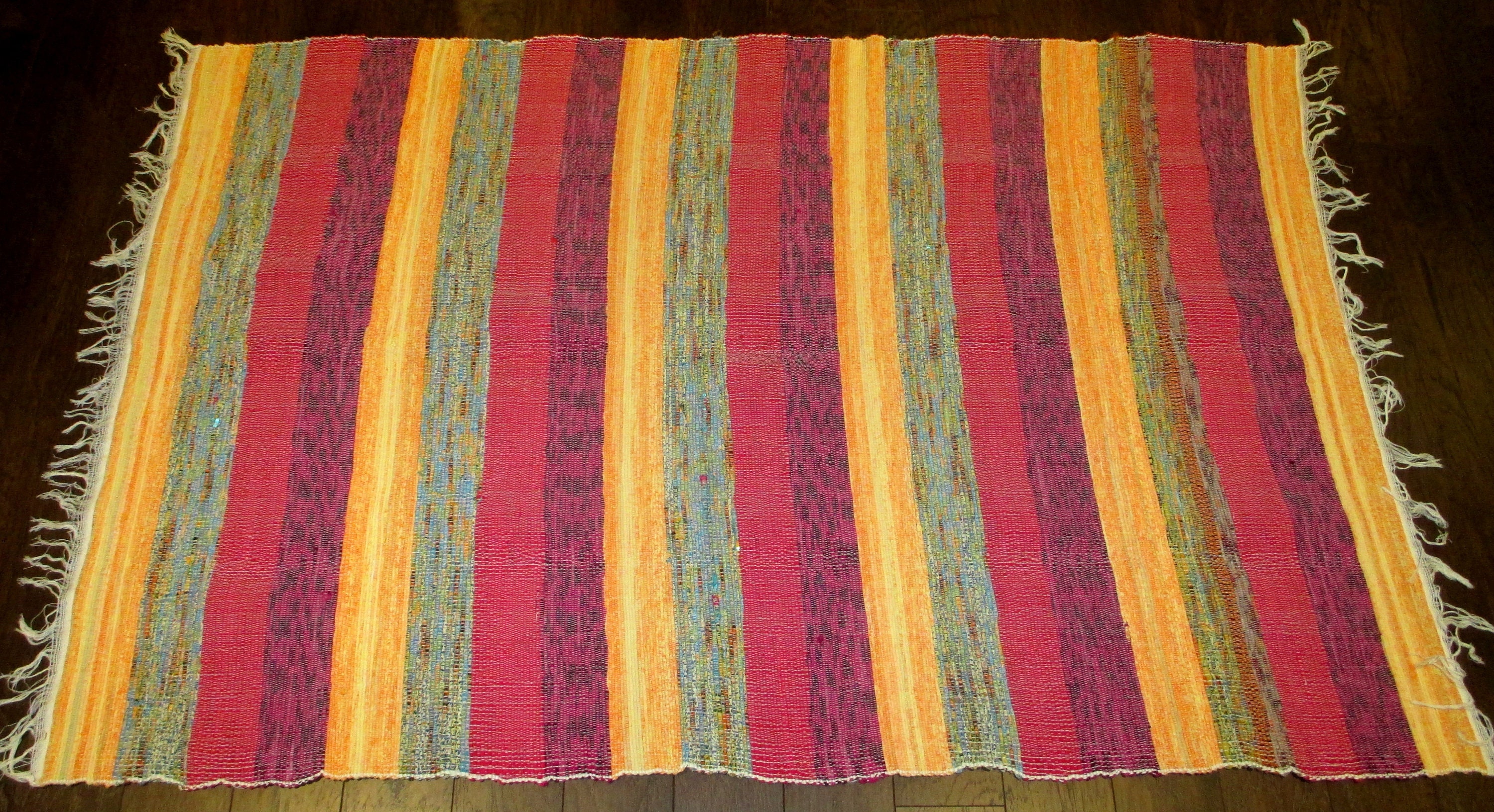 Large Recycled Boho Rug / Chindi Saree Rug Multicolor Upcycled Material ...