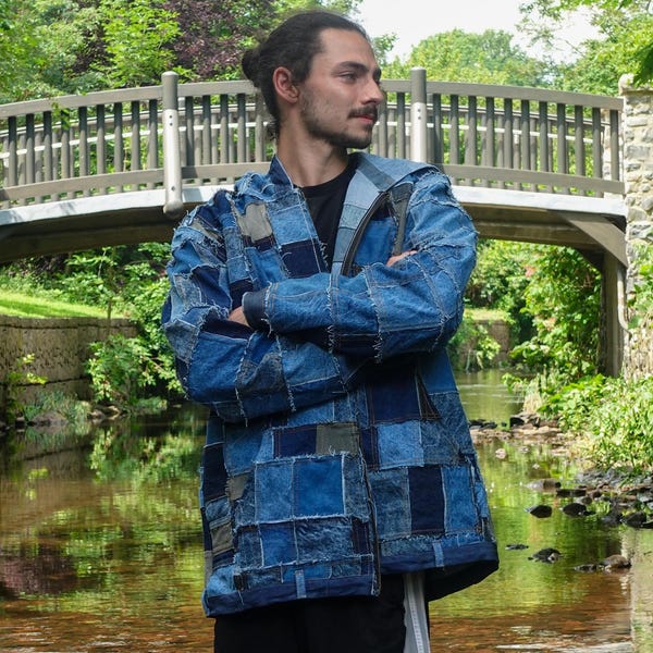 Patch Work Denim Jacket - Etsy