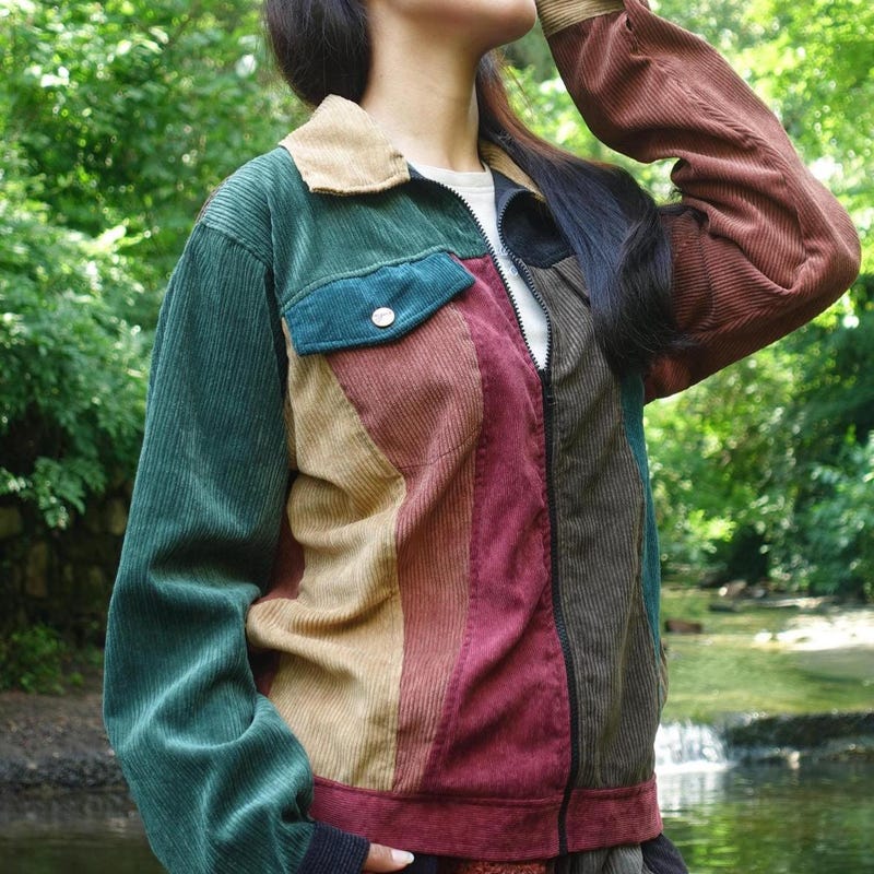 Corduroy Patchwork Coat - Etsy