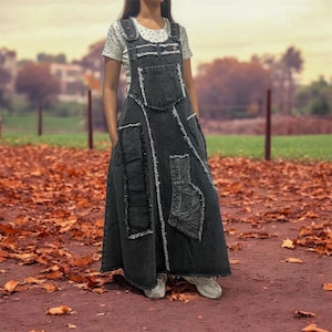 Upcycled Patchwork Denim Dress | Handmade Adjustable Overall Dress ...