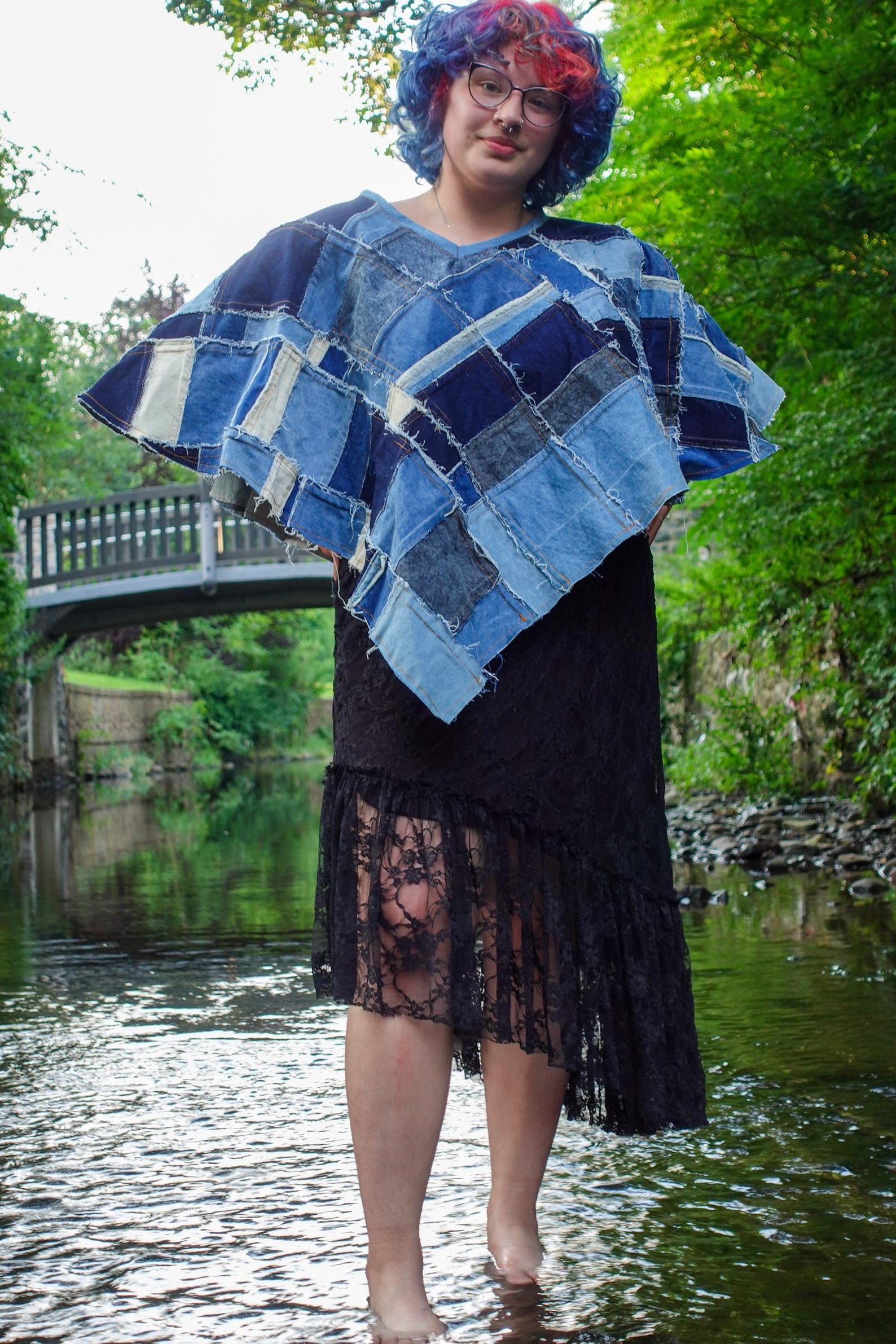 Handmade Denim Patchword Vintage Upcycled Shirt Poncho - Etsy
