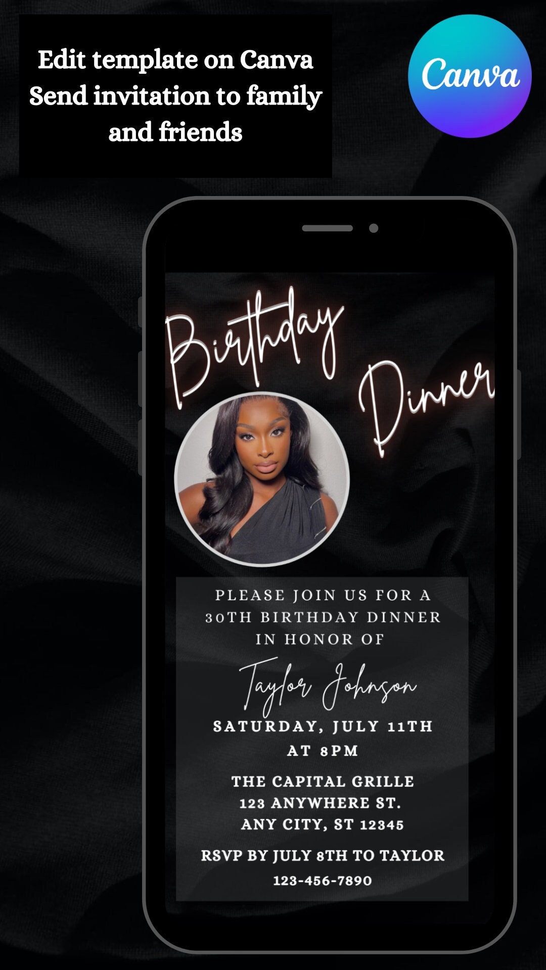 Digital Birthday Invitation, Instant Download, Evite, Template, iPhone ...