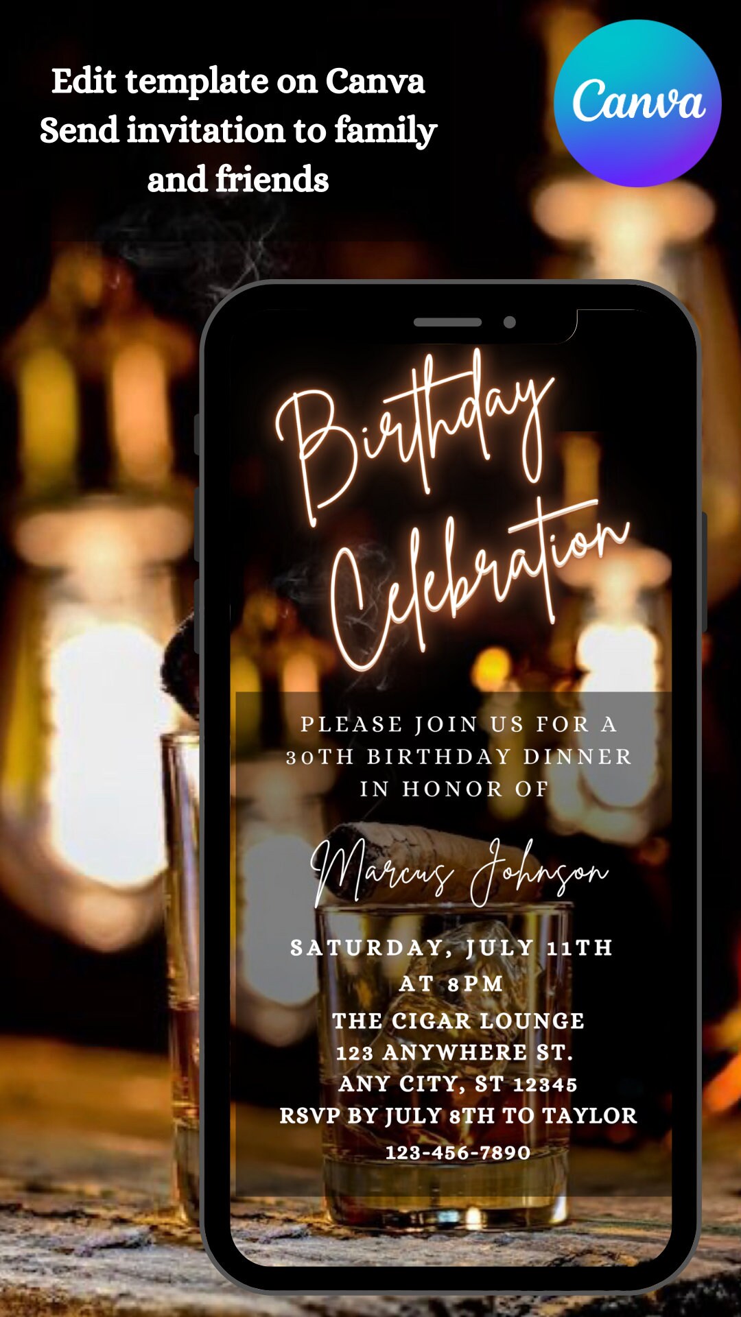 Digital Birthday Invitation, Instant Download, Evite, Template, iPhone ...