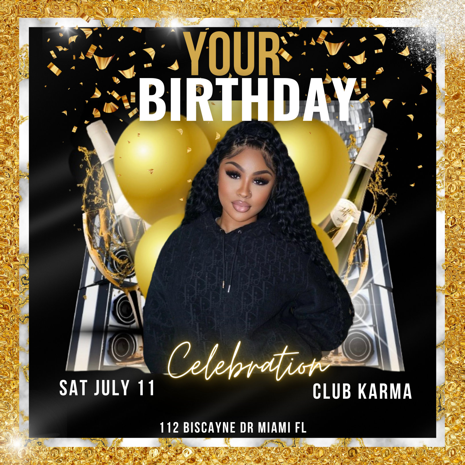 Gold Luxe Birthday Flyer, Gold, DIY Flyer Template Design, Club Flyers ...