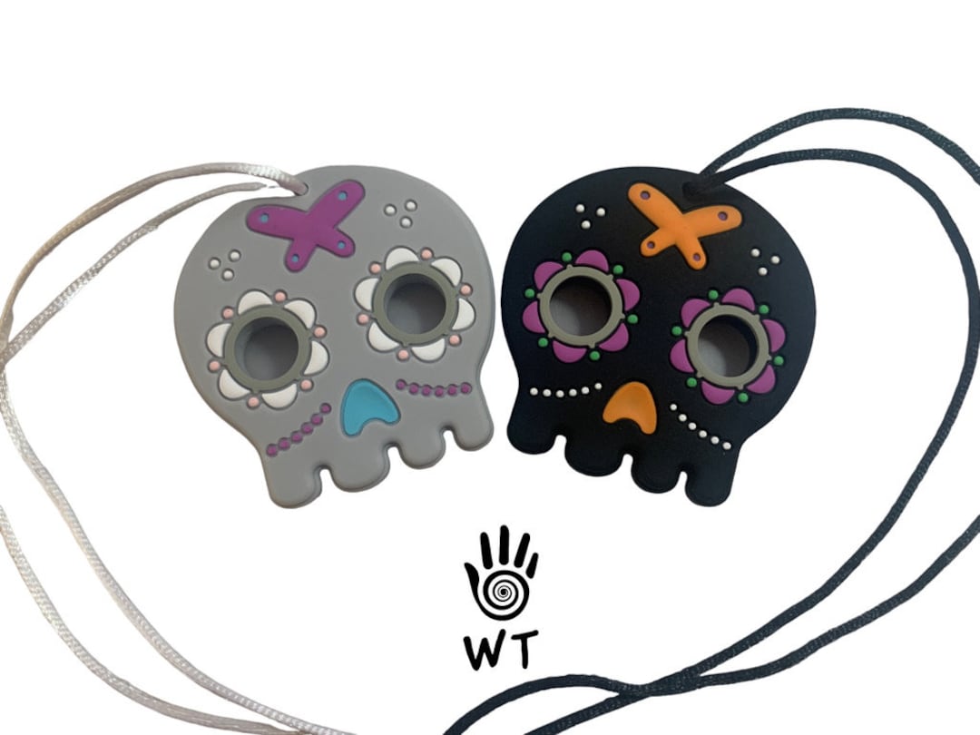 Day of the Dead Skull Chew Necklace - Sensory, Autism, ADHD - Etsy