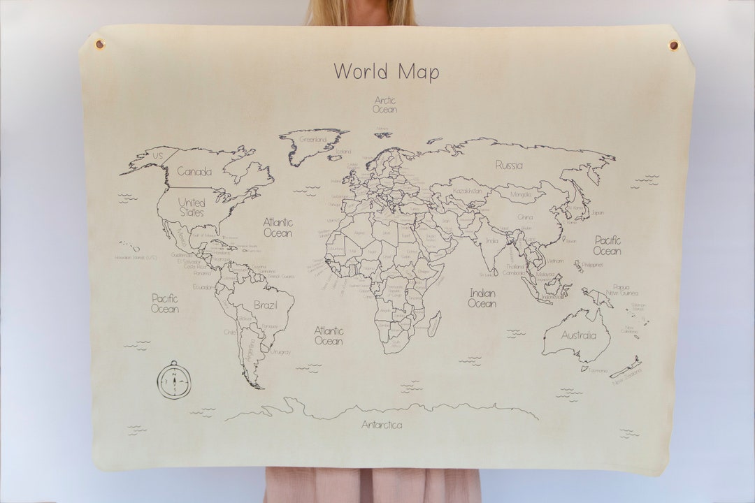 Sonder World Map Leather Poster Mat ivory, 36 X 45 - Etsy