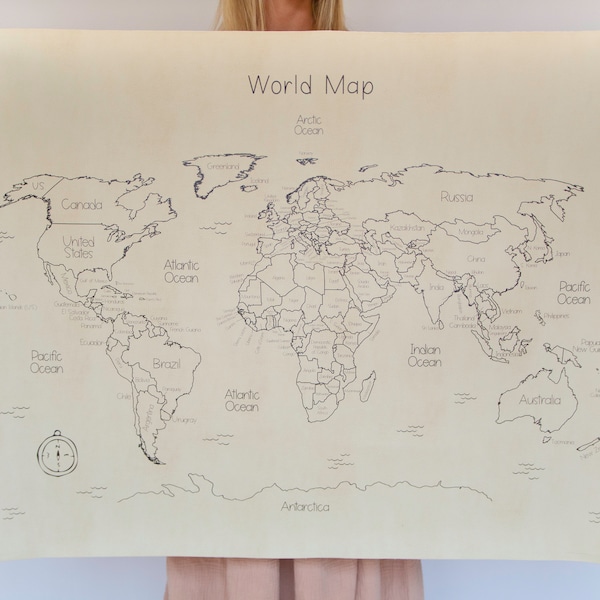 World Map Poster - Etsy