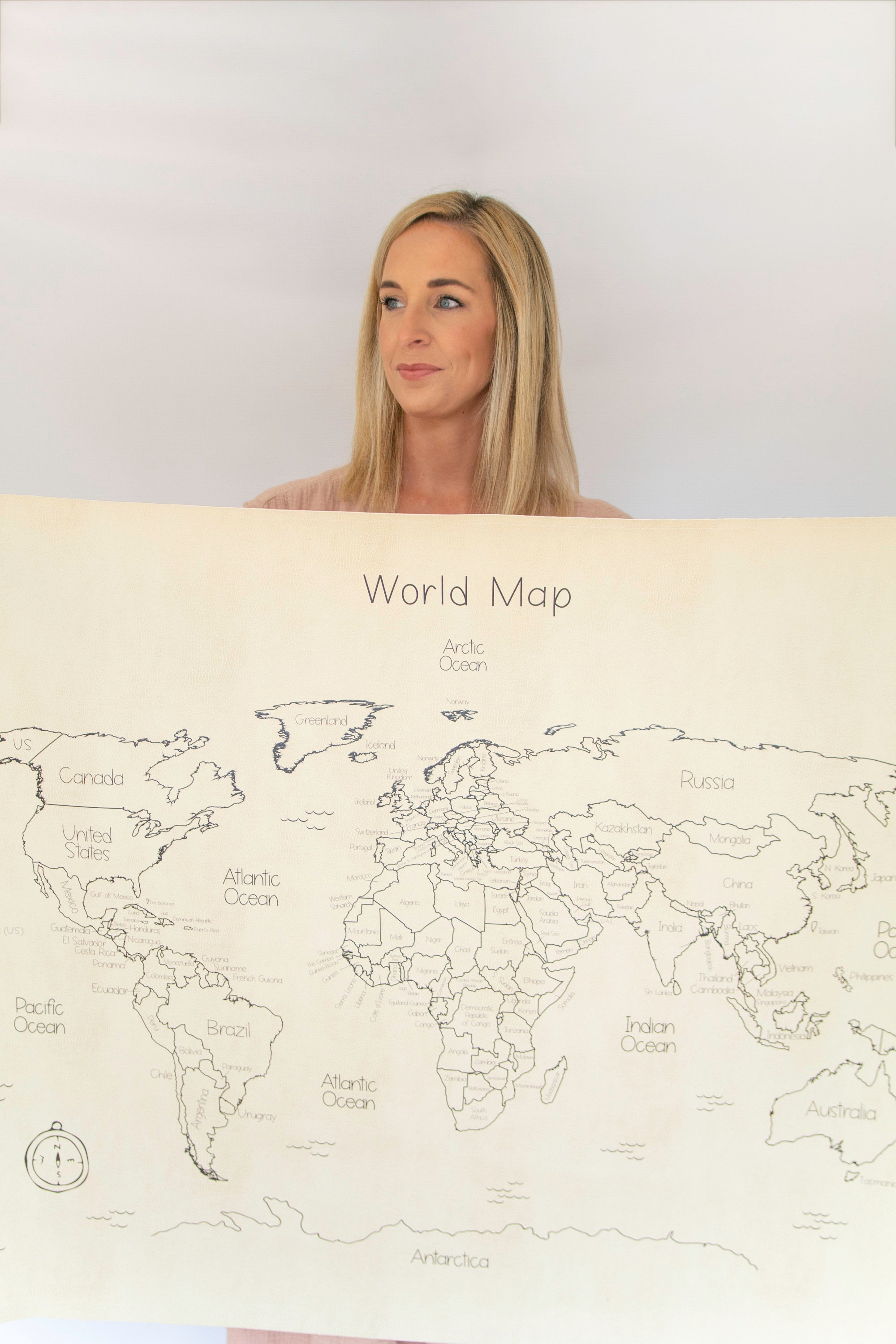 Sonder World Map Leather Poster Mat ivory 36 X - Etsy