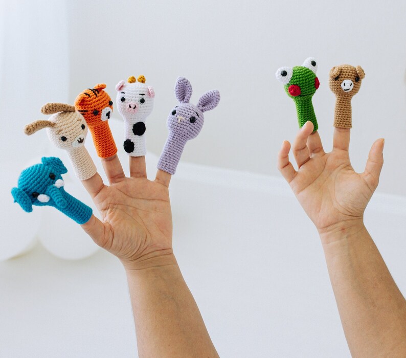 Crochet Farm Animal Finger Puppet Set: Montessori Speech Therapy Toy - Etsy