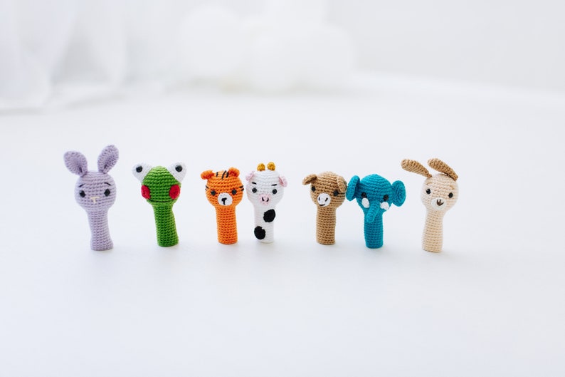 Crochet Farm Animal Finger Puppet Set: Montessori Speech Therapy Toy - Etsy