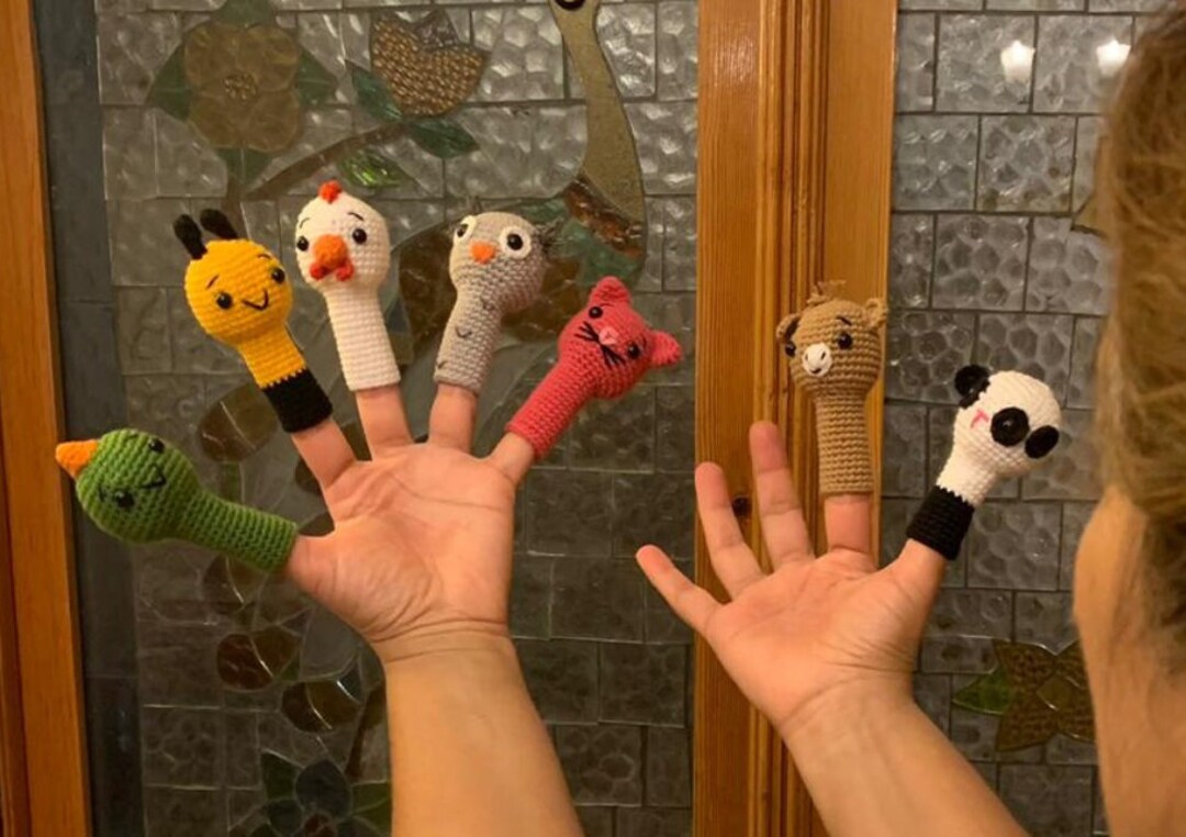 Crochet Finger Puppet Set Educational Gift Speech Therapy Owl Cat ...
