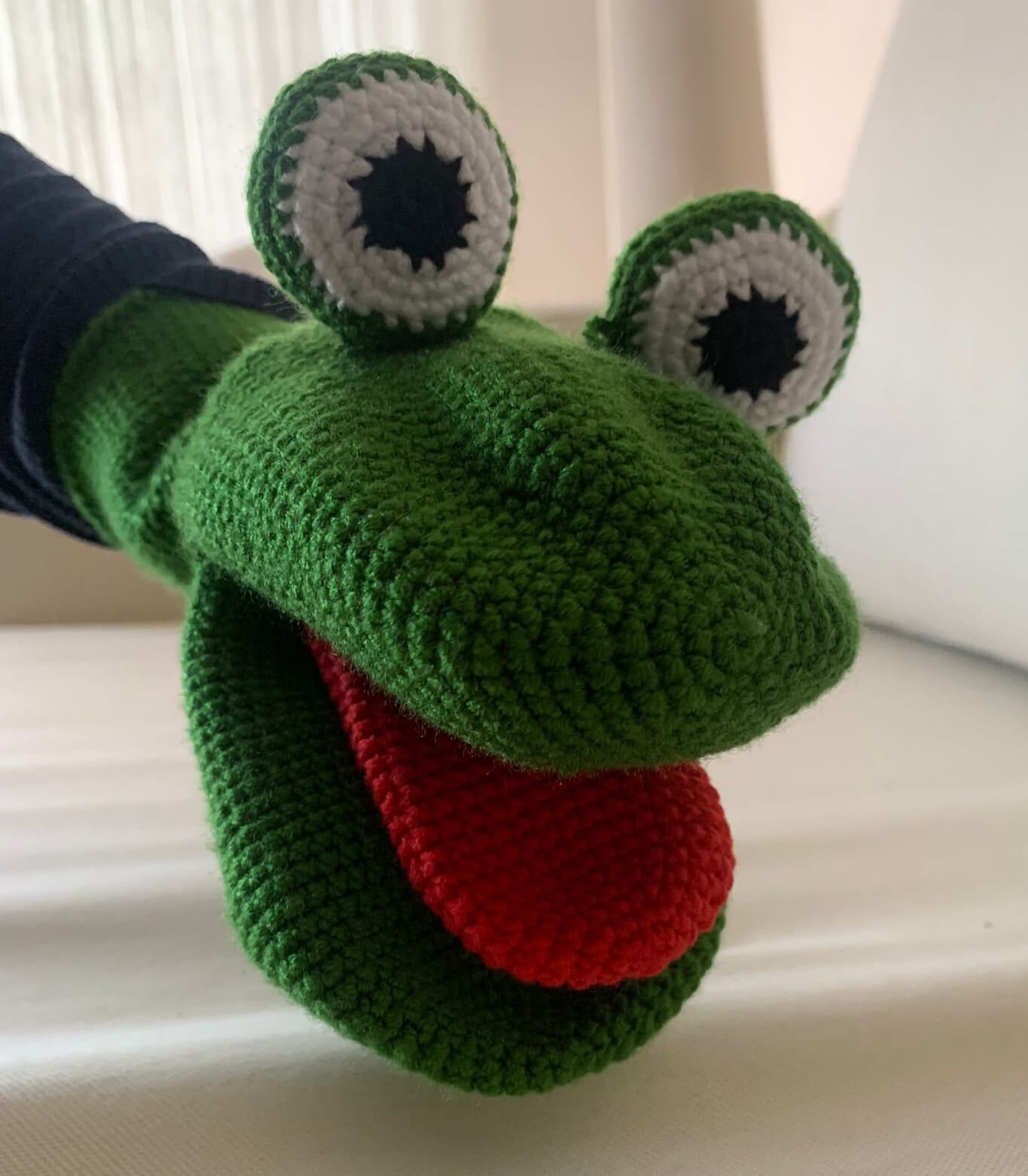 Green Frog Hand Puppet Crochet Speech Therapy Puppet Early Learning ...