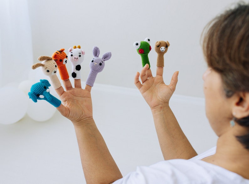 Crochet Farm Animal Finger Puppet Set: Montessori Speech Therapy Toy - Etsy