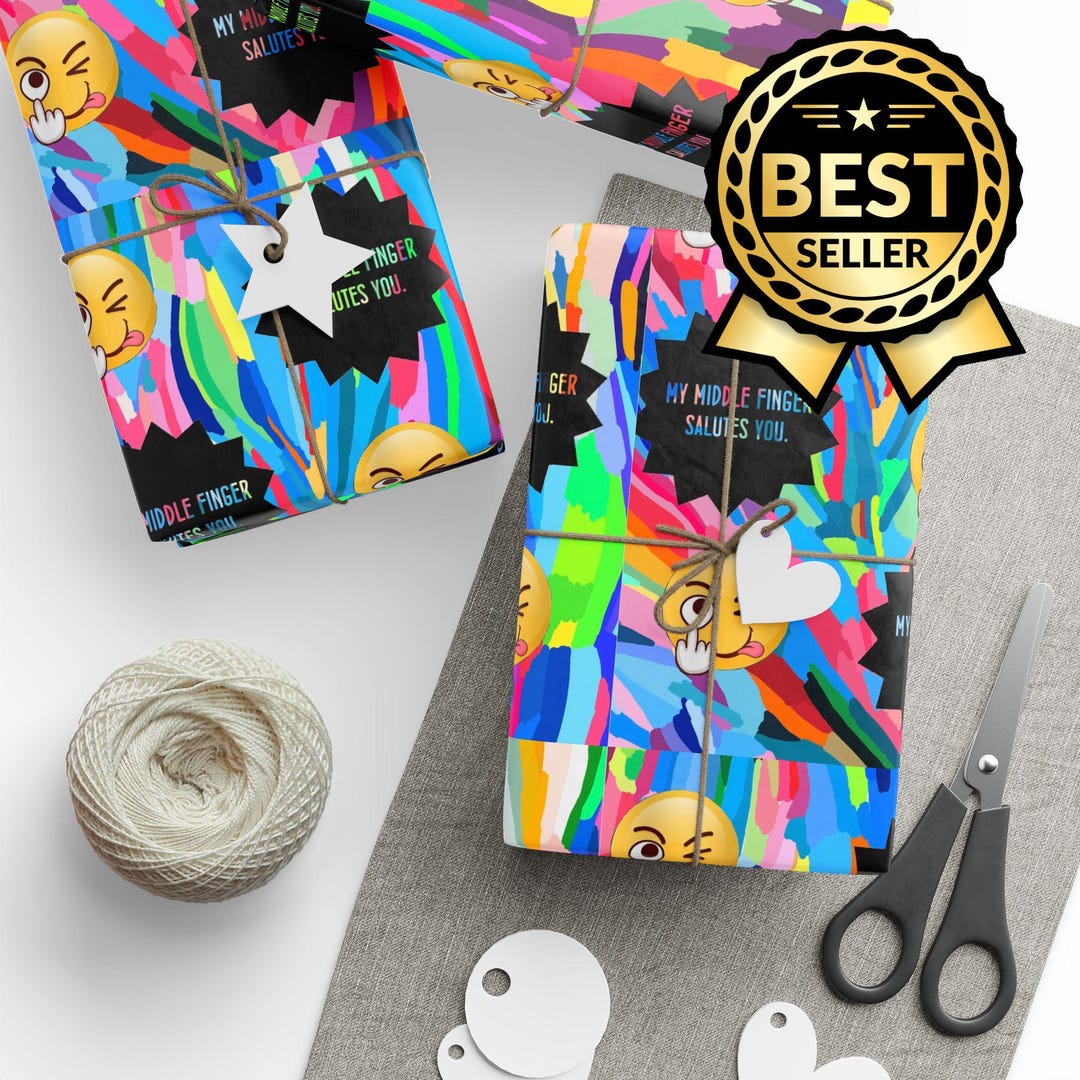 Wrapping Papers, Funny Middle Finger White Elephant Gift, Gag Gift Wrap ...