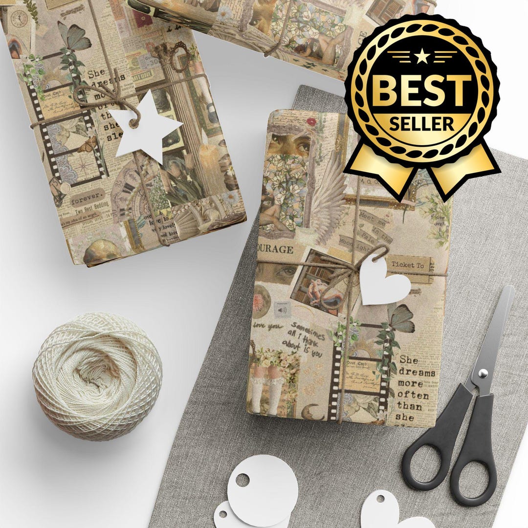 Wrapping Papers Vintage Cottage Gift Wrap Paper, Rustic Gift Wrapping ...
