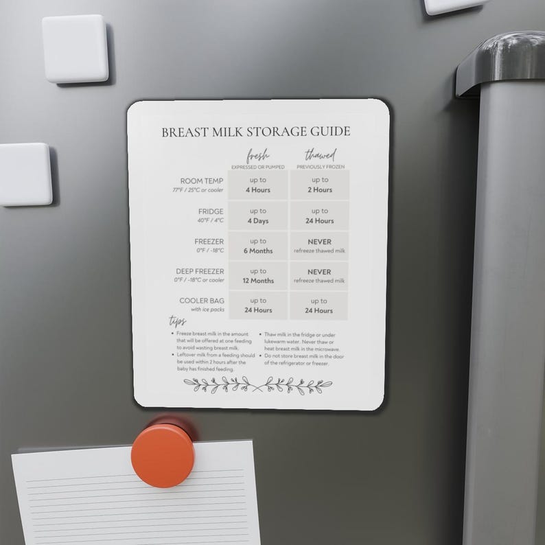 Magnet: Breast Milk Guide for New Moms, Fridge Magnet, Kitchen Decor ...