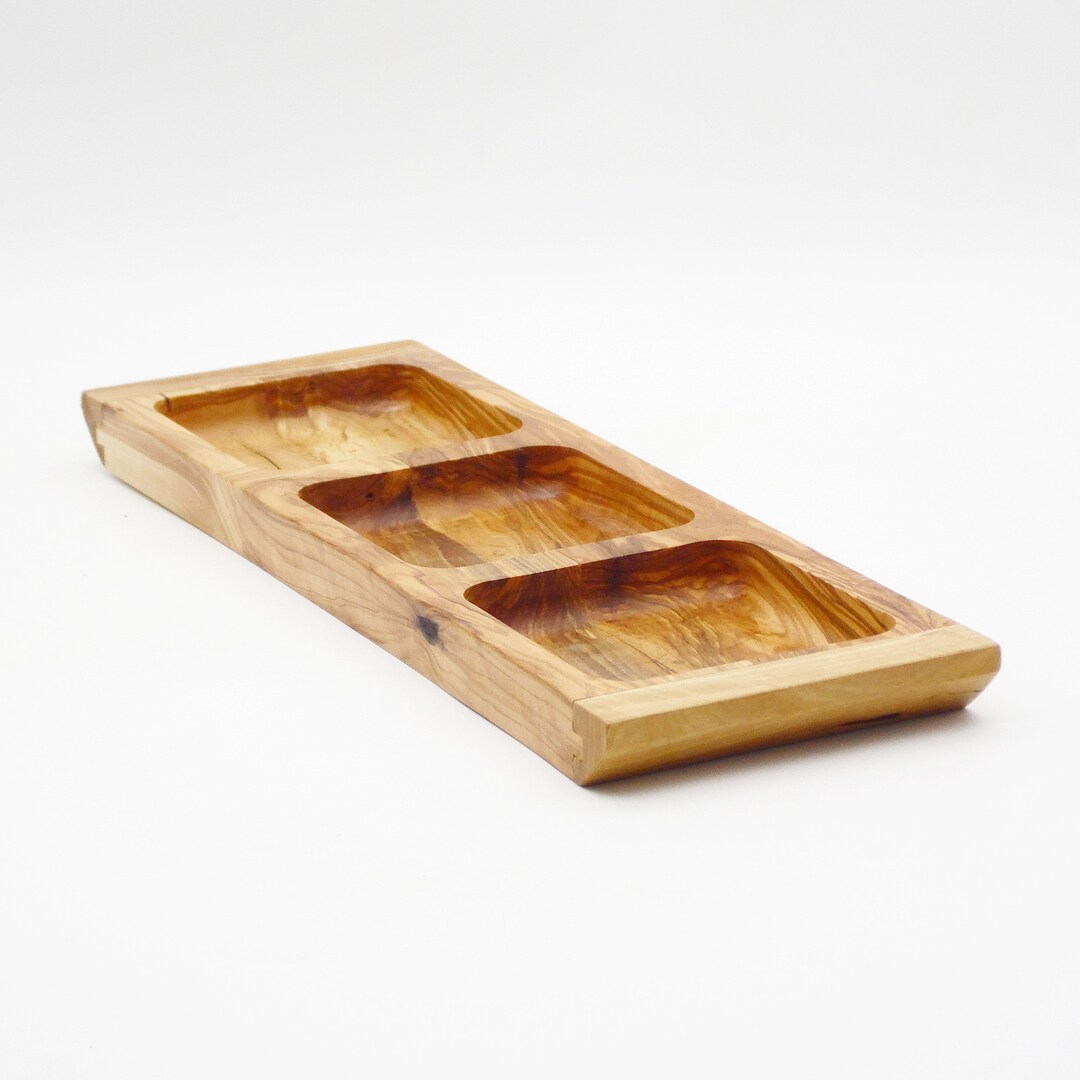 3 Section Wood Serving Tray,snack Plate, Tapas Serving Board ...