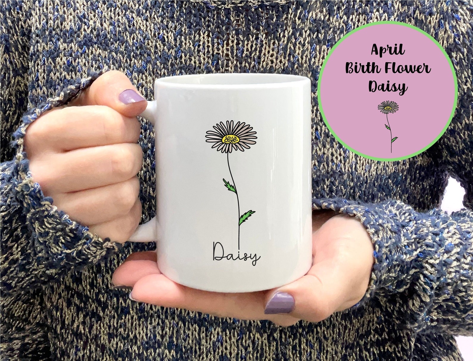 Custom Birth Flower Mug, Personalised Floral Cup, Your Name and Birth ...