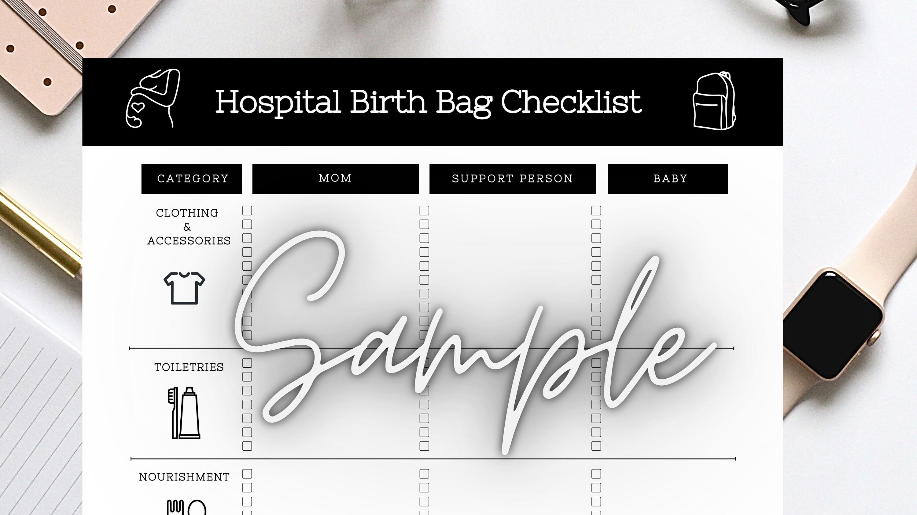 Hospital Birth Bag Checklist for Labour and Delivery Downloadable ...
