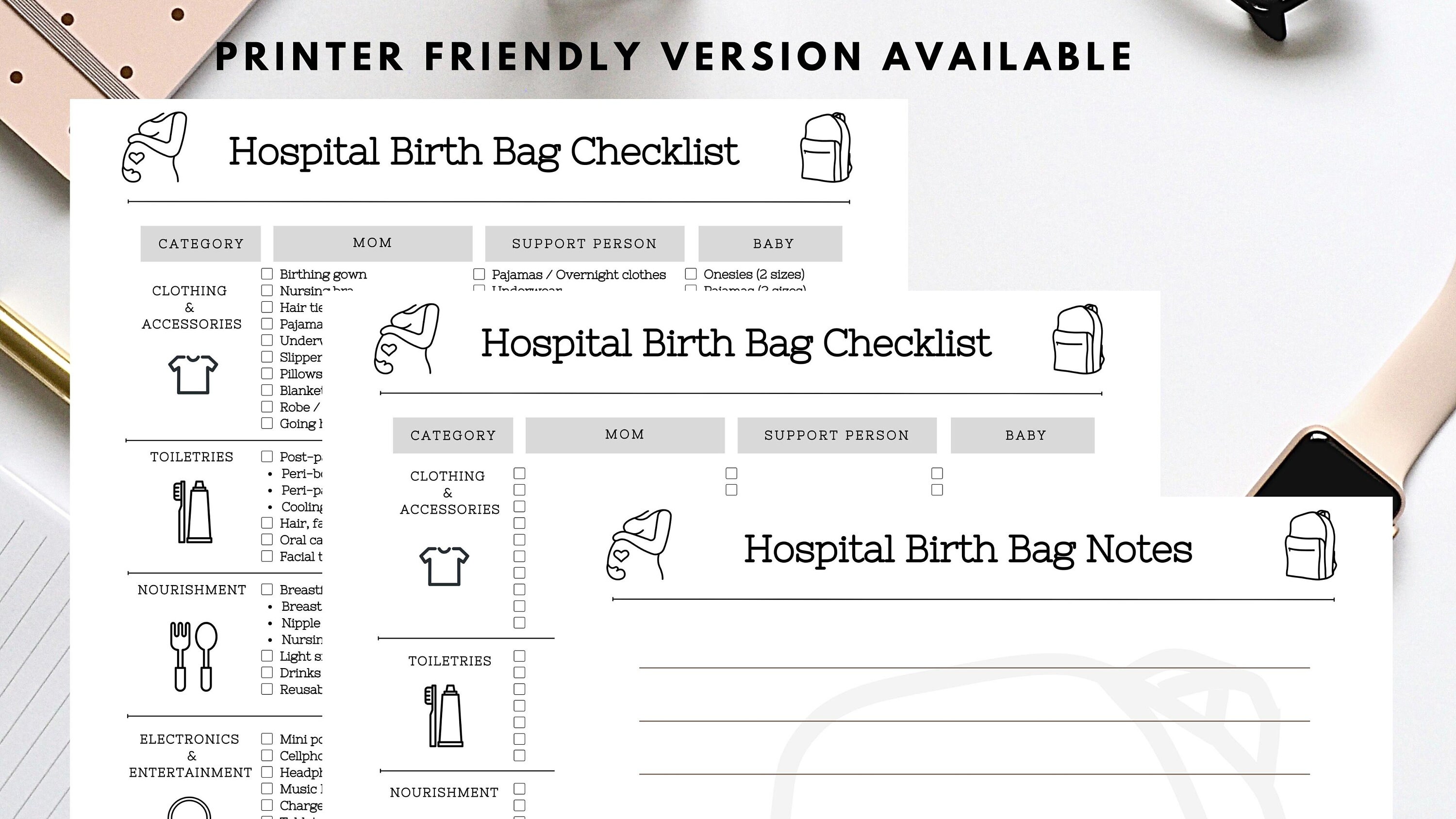 Hospital Birth Bag Checklist for Labour and Delivery Downloadable ...