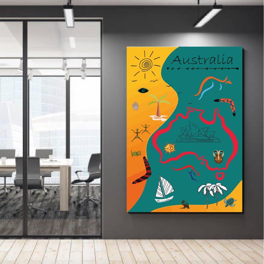 Abstract Australia Map Art Print | Digital Download | Aboriginal ...