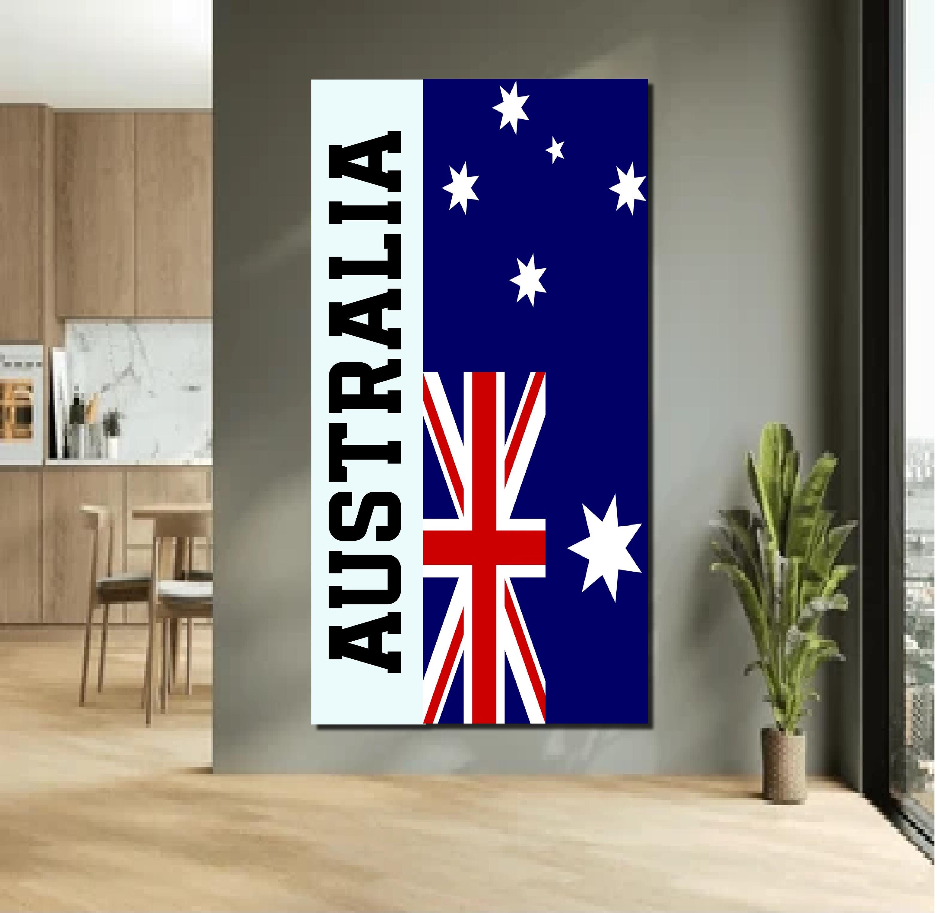 Vintage Australia Flag Poster: Travel Map Art Print Digital Download ...