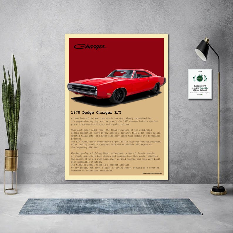 1970 Dodge Charger R/T Digital Art - Classic Muscle Car Print, Iconic ...