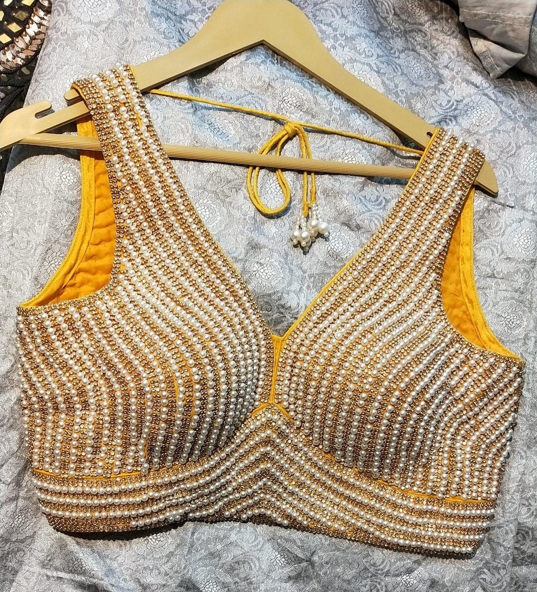 Readymade Heavy Pearl Beaded Blouse Designer Saree Blouse - Etsy Canada
