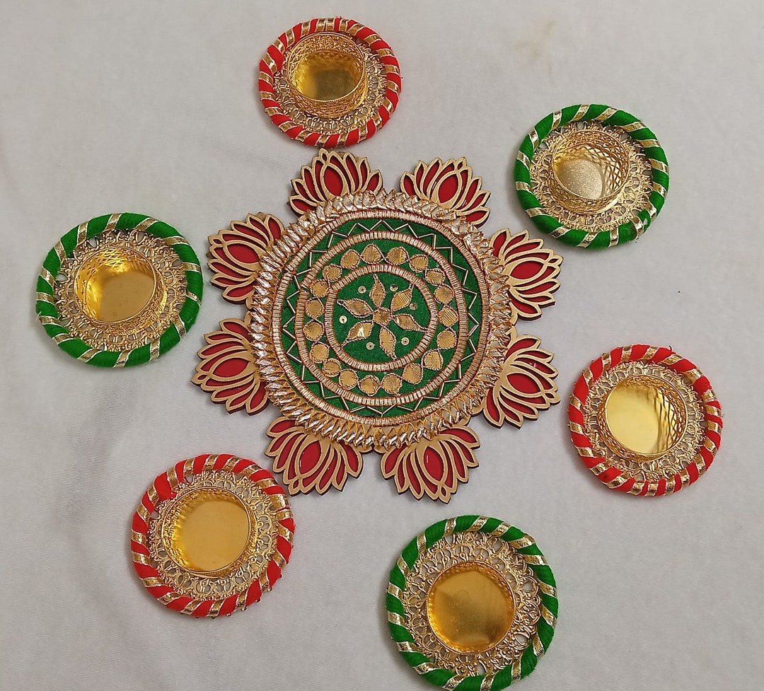 Gotta Patti Rangoli Mat Tealight Candle Holders Mat Temple - Etsy