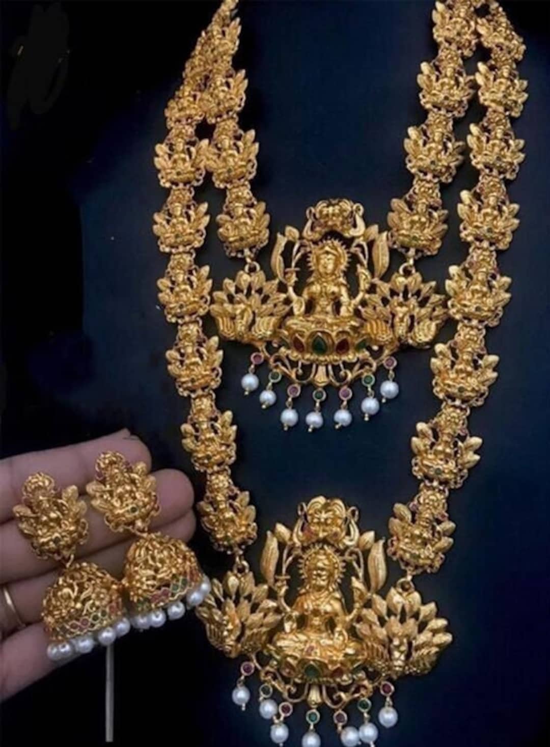 Beautiful Temple Necklace Set / Indian Women Jewellery/ Gold Plated ...