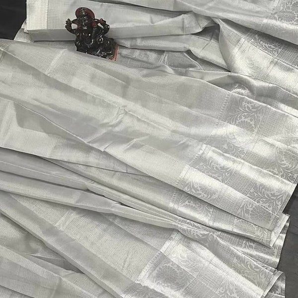 Silver Tissue Saree - Etsy