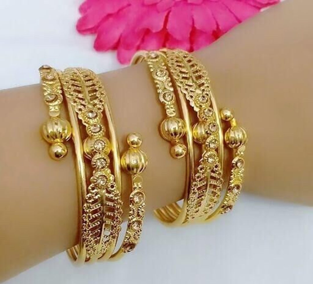 Gold Plated Bangles/set of 2 Bangles/indian Bangle/indian Bracelet ...