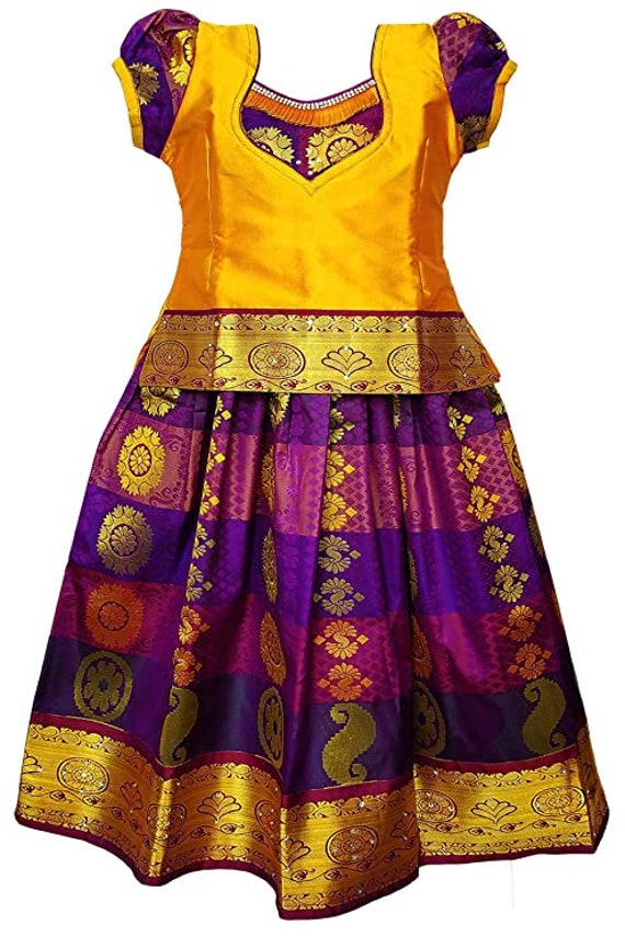 Stitch Pattu Pavadai, South Indian Traditional Dress For Girls ...
