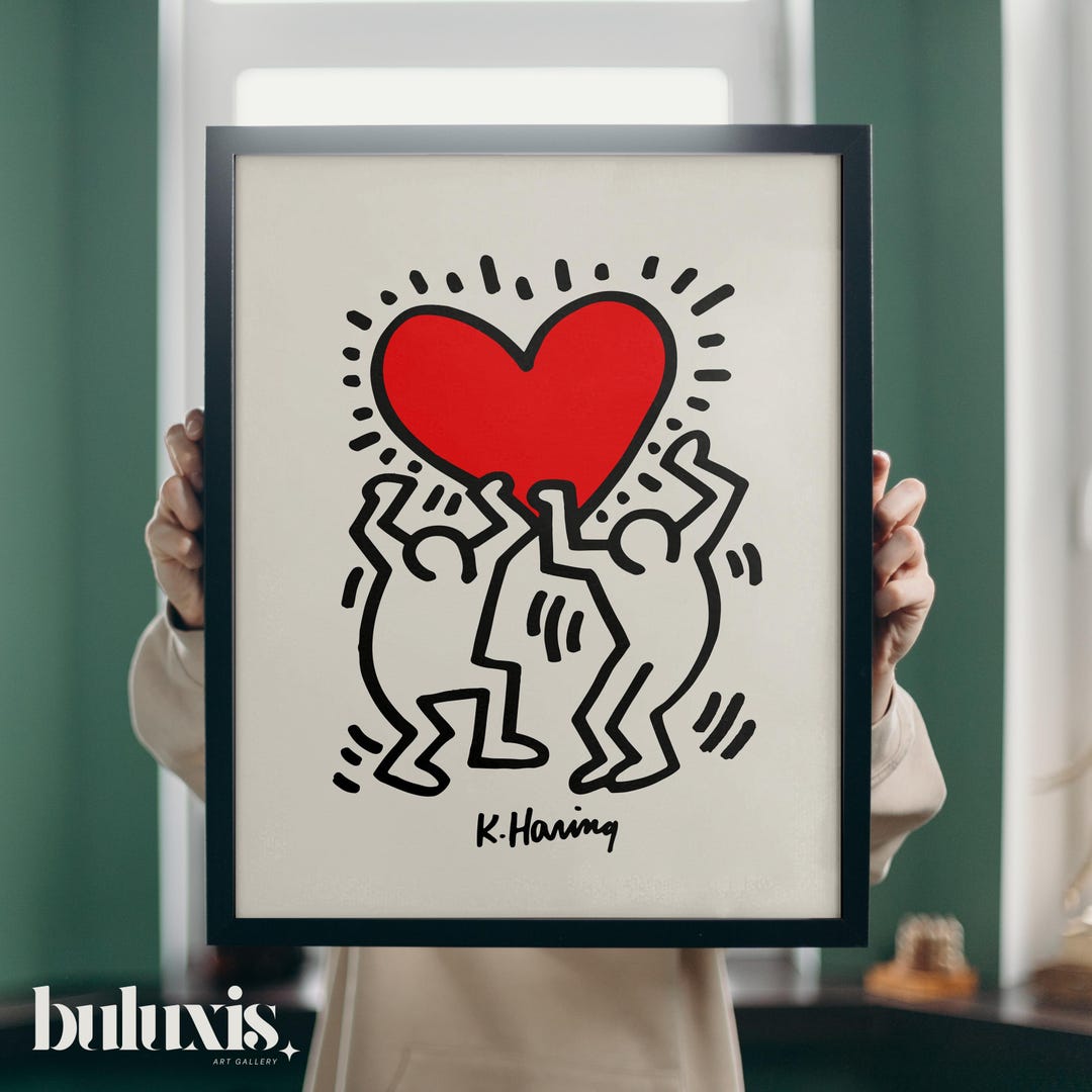 Keith Haring Heart, Haring Design, Wall Art Office, High Quality ...