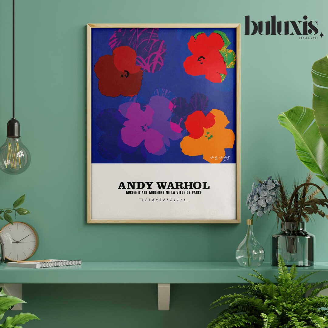 Andy Warhol Retrospective Bold Red & Purple Flowers Print - Etsy