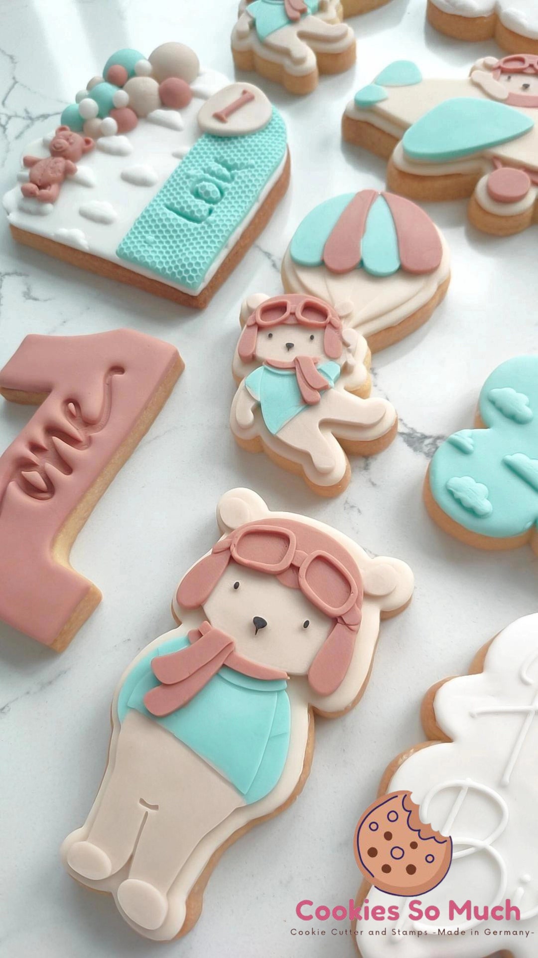 Pilot Teddy Bear Cookie Stamp Debosser Cutter, Pilot Birthday Theme ...